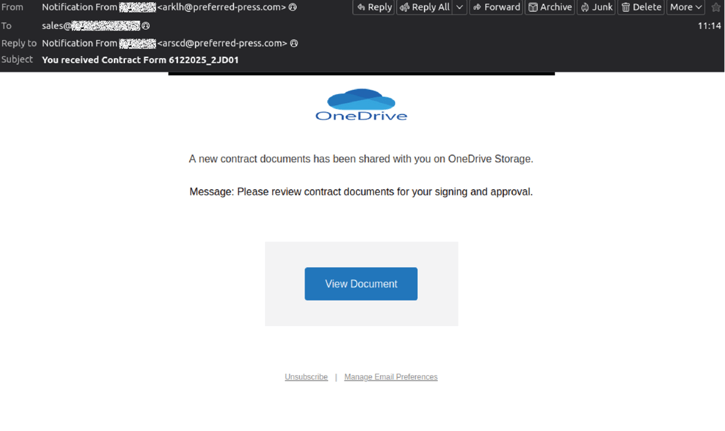 OneDrive-Themed Scam Links to Adobe Phishing Pages